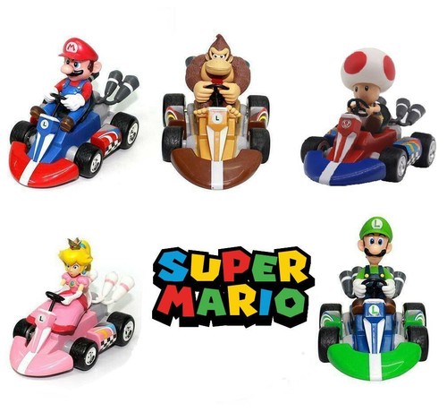 Super Mario Set of 5 Pull-Back Racers Mario Kart Nintendo Racing Cars ...