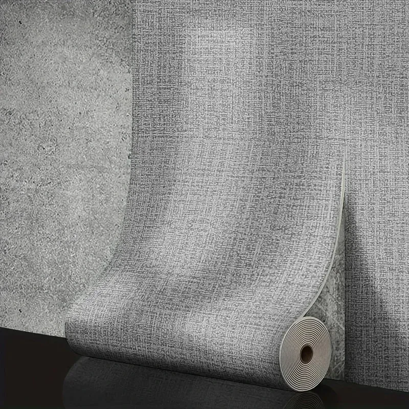 3MM Thick Self-Adhesive Thermal Insulation Wallpaper Plain Linen Wall ...