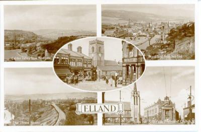 REAL PHOTOGRAPHIC MULTIVIEW POSTCARD OF ELLAND, (NEAR HALIFAX), WEST ...