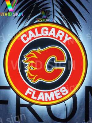 16"x16" Calgary Flames Logo 3D LED Light Sign Neon Lamp Man Cave ...