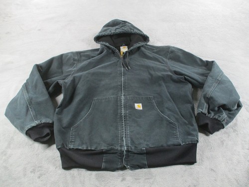 VTG Carhartt J131 BLK Black Green Duck Canvas Jacket Large Made USA ...