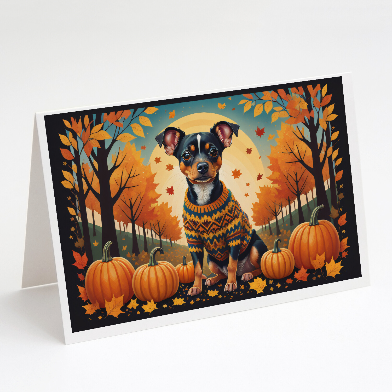 Miniature Pinscher Fall Greeting Cards and Envelopes Pack of 8 ...