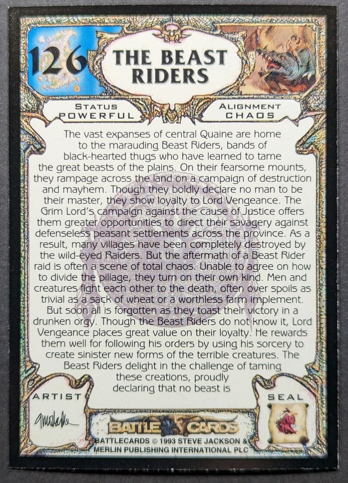 Beast Riders 1993 Merlin Battle Cards Card #126 (NM) | eBay