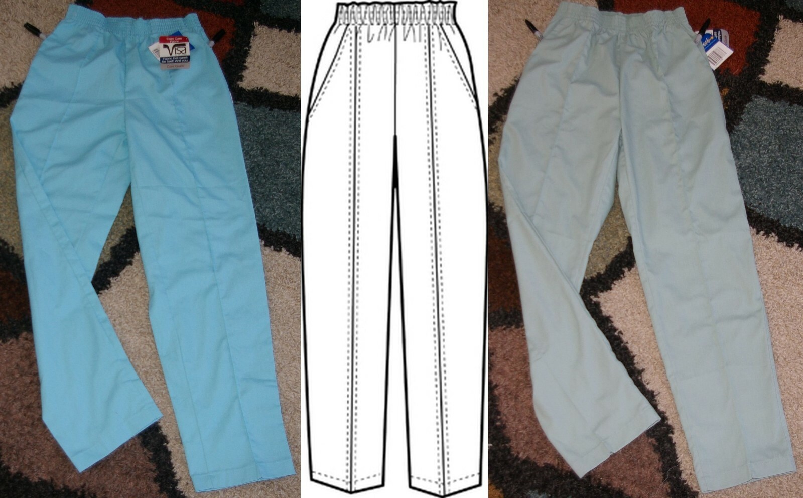 Crest Woman Elastic Waist Scrub Pant 2 Pocket Front Crease stitch Sz 2X ...