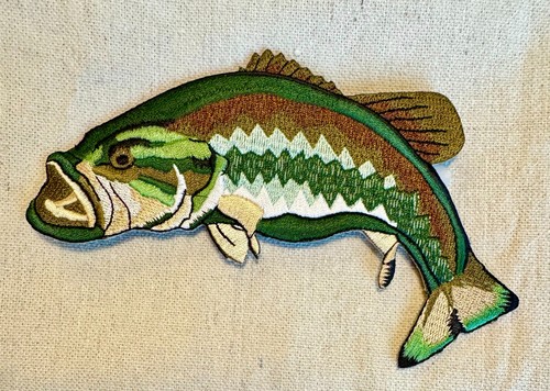 LARGE MOUTH BASS PATCH embroidered iron-on FISHING FISH largemouth ...
