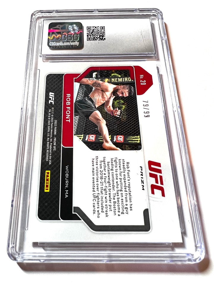 ROB FONT 2022 Panini Prizm UFC 79/99 ORANGE #20 CSG 9.5 | eBay