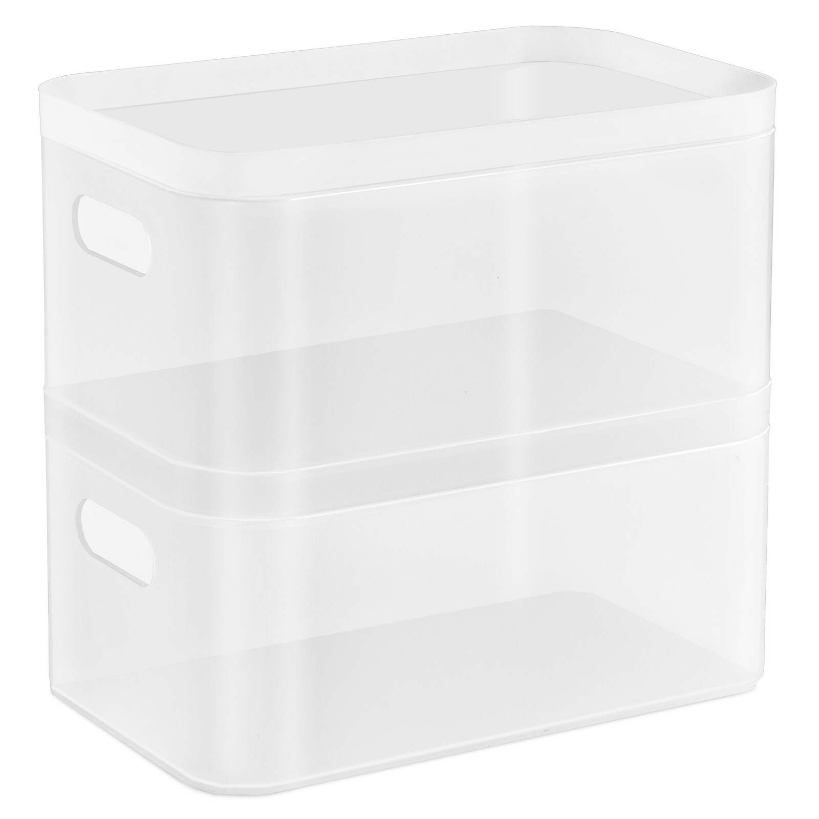 Sorbus Stackable Plastic Frosted Organizer Bins, 2 Pack Storage Boxes ...