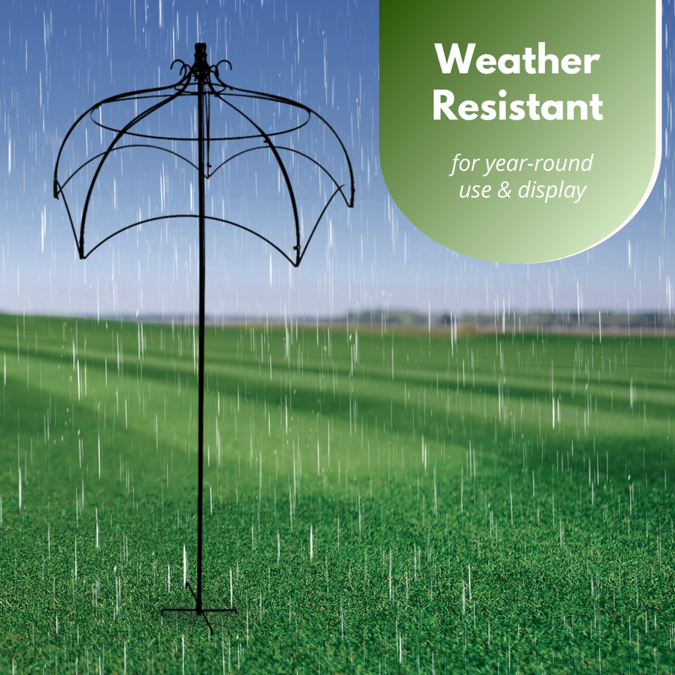 Metal Umbrella Plant Support Outdoor Rose Arch Climber Trellis Flower ...