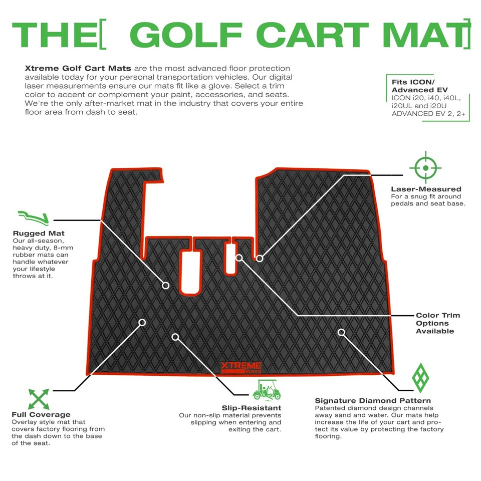 Xtreme Mats ICON/Advanced EV EV1 Golf Cart Mat Full Coverage Floor ...