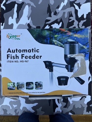Hygger Automatic Pond Fish Feeder (HG-967) LCD Control, Capacity 5.5L ...
