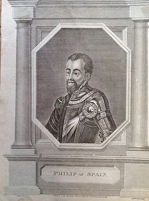 FILIPPO II DI SPAGNA ritratto XIX sec. re di Spagna Sicilia Sardegna | eBay