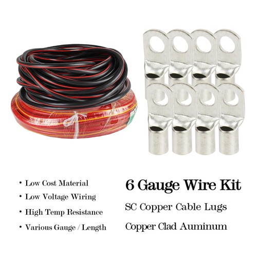 Black Red Power Ground Wire 6 Gauge Copper Clad Battery Welding Cable ...