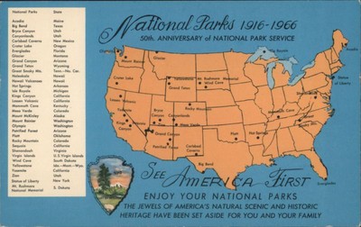National Parks 50th Anniversary Map HAYNES STUDIOS INC. Vintage ...