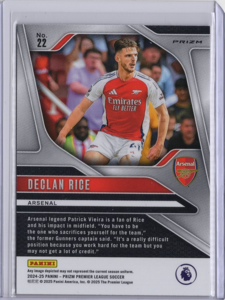 Declan Rice 2024-25 Panini Prizm Premier League Red Mosaic Prizm ...