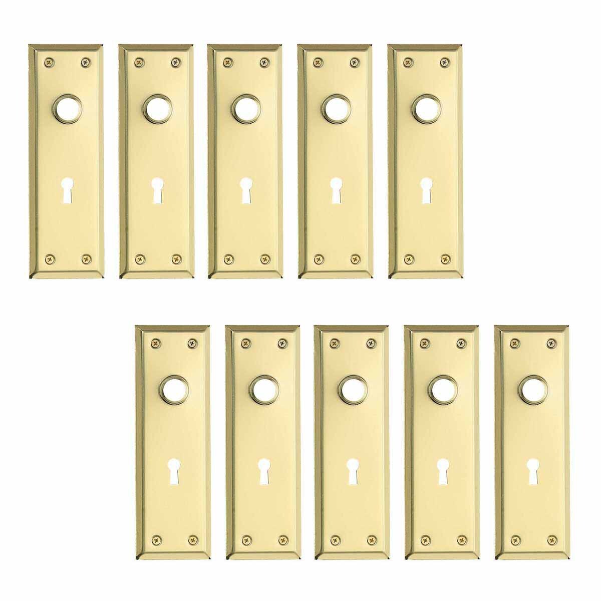 10 Door Back Plate Bright Solid Brass Stamped w/Keyhole 7 3/4 ...