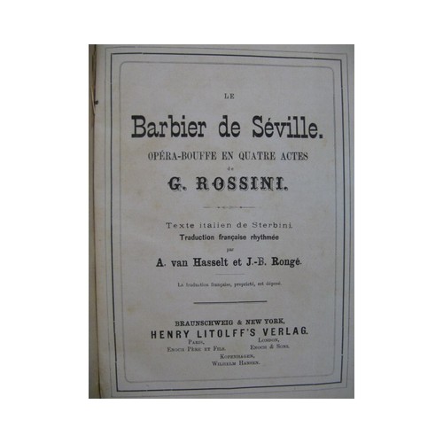 Rossini G. il Barbiere Di Siviglia Opera Canto Piano C. | eBay