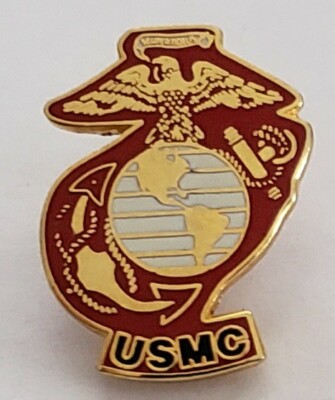 UNITED STATES Marine Corps Pin PINBACK RED & GOLD BUTTON | eBay