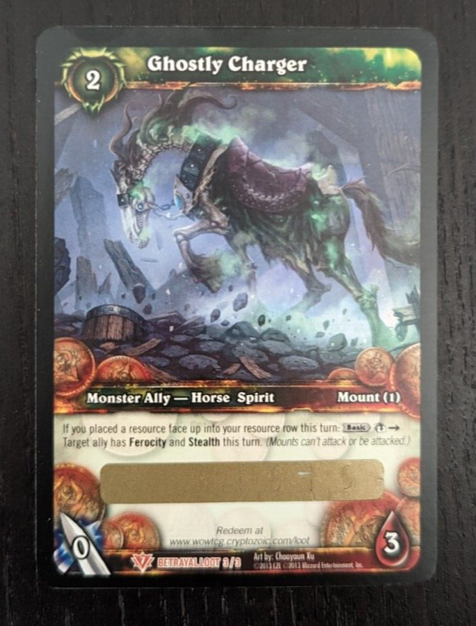 UNSCRATCHED Ghostly Charger Loot Card - World of Warcraft TCG | eBay