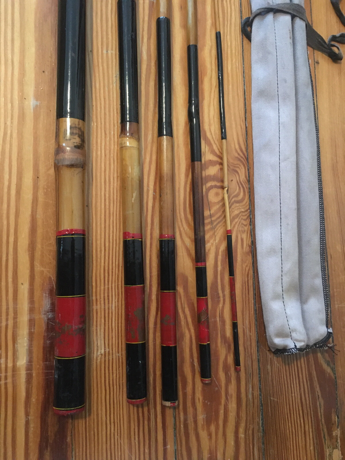 ANTIQUE TENKARA JAPANESE FISHING BAMBOO ROD - Fly Pole Vintage Hand ...