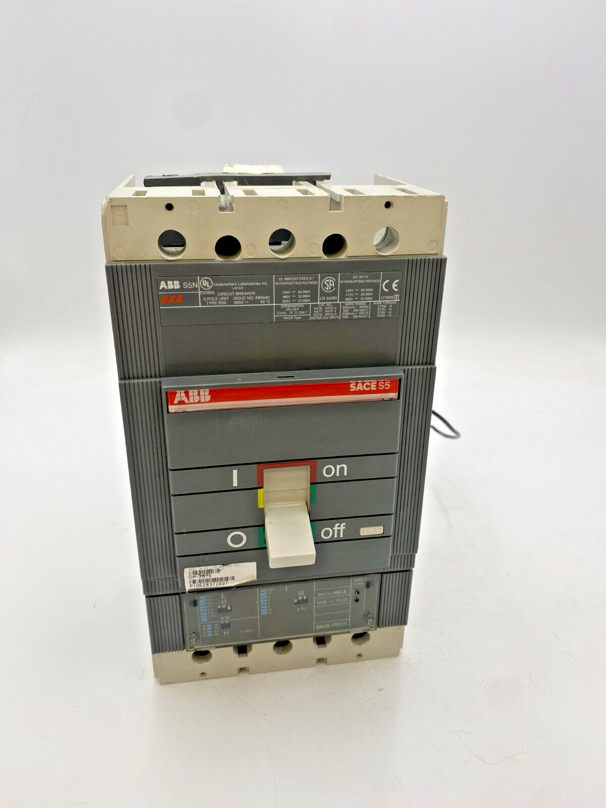 ABB SACE S5 S5N Bolt-On Circuit Breaker 300A 600V 3P 3PH Used 300 AMP ...