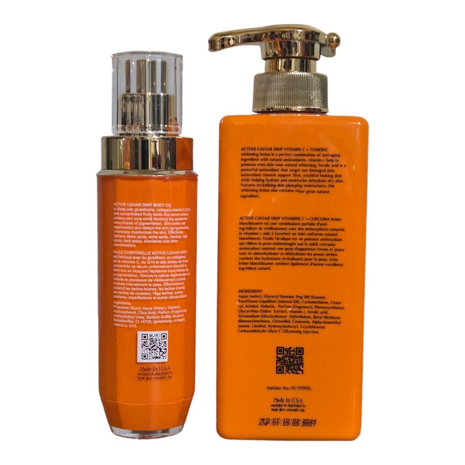 Active caviar drip Vitamin C & Tumeric Lotion 444ml, Oil 100ml And Face ...