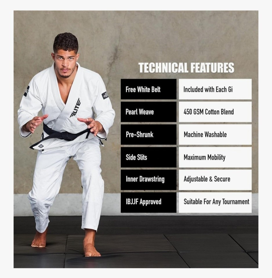 Elite Sports BJJ GI for Men IBJJF Kimono BJJ Jiu Jitsu GI W/Preshrunk ...