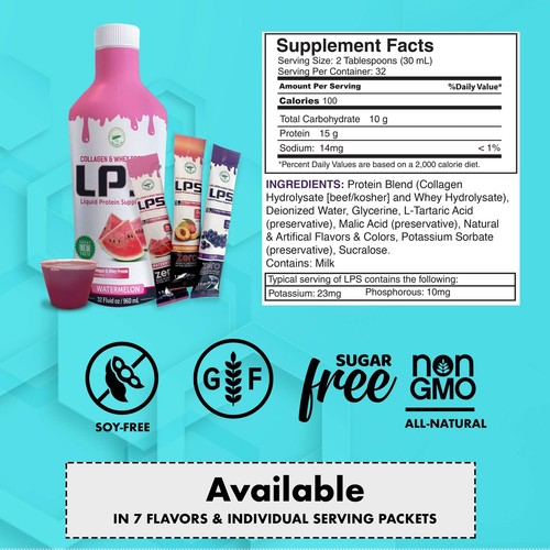 LPS Liquid Collagen & Whey Protein Supplement - Sugar-Free Non-GMO ...