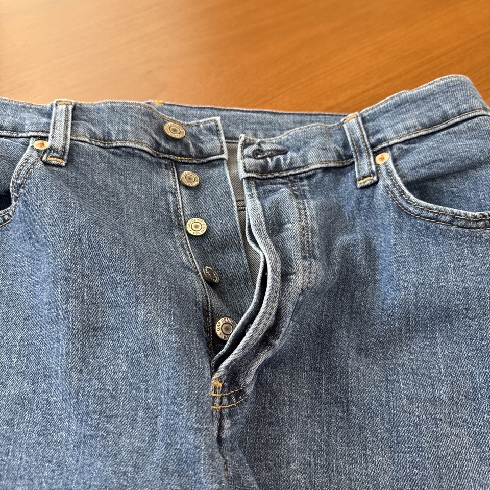 NEW Gap Jeans High Rise Cheeky Straight Size 14 32R Dark Wash Denim ...