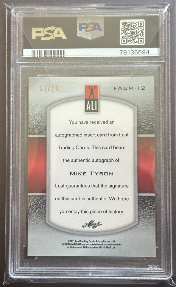 2011 Leaf Metal Muhammad Ali Mike Tyson Fans of Ali Auto Prizm Silver ...