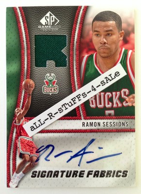 2009-10 SP Game Used RAMON SESSIONS Signature Fabrics AUTO Jersey BUCKS ...