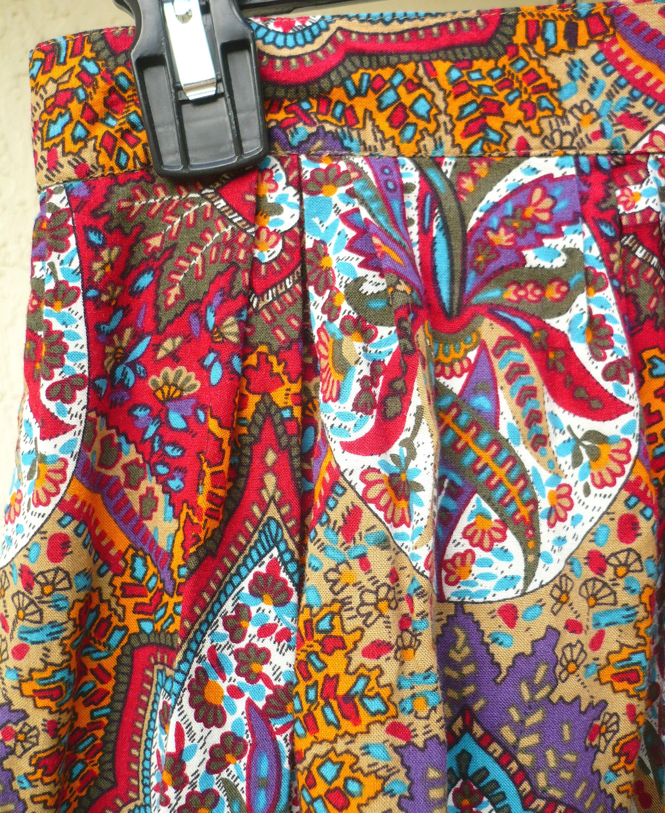 OUTBACK SZ S RED TINY FLORAL PAISLEY PRINT RAYON CAREER PLEATED SKIRT ...