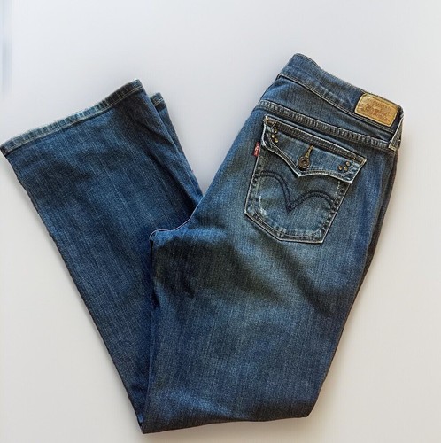 LEVIS 515 JEANS Womens 12s Boot Cut Stud Embellished Batwing Stretch ...