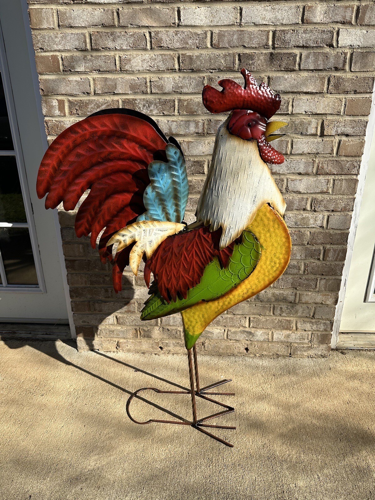 GIANT 5 Ft Tall Rooster Metal Statue Garden Art Yard Chicken | eBay