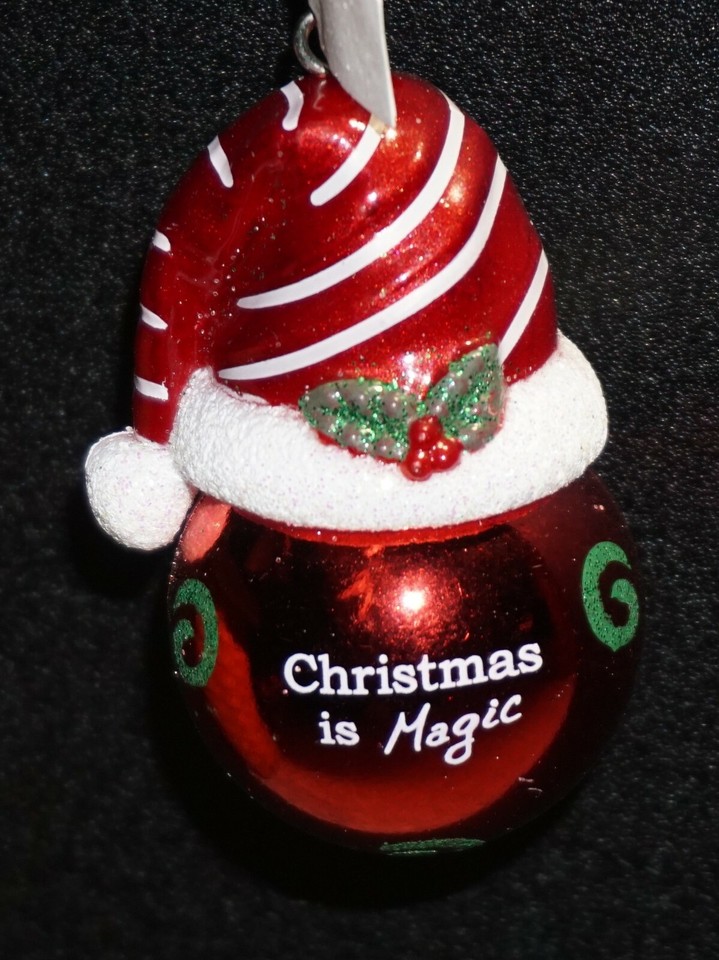 Christmas Ornament Ball Ganz Red White Santa Hat Cap Personalized Pck ...
