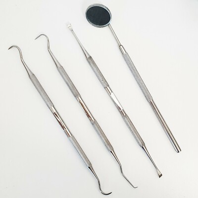 Dental Examination Set Basic Diagnostic Kit Tool 4 pcs Stainless Steel ...