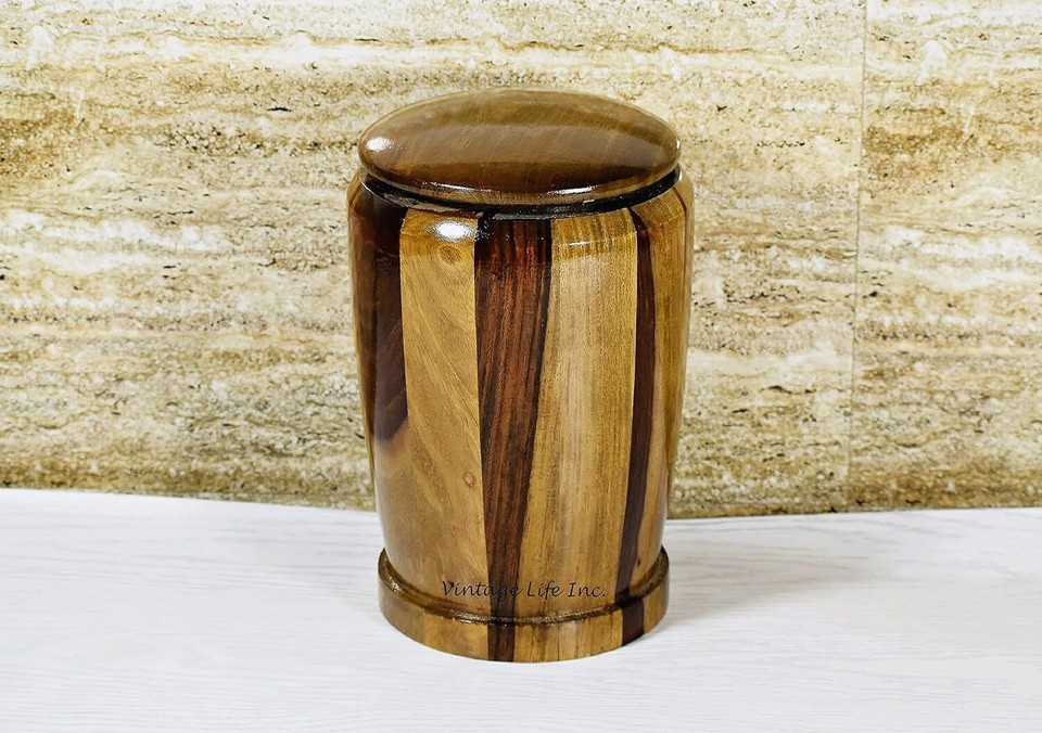 Wooden Cremation Urn Handmade Funeral Jar for Pets | Large Keepsake ...