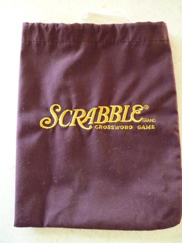 Scrabble Deluxe Cloth Letter Tile Bag Burgundy w/Gold Embroidered ...