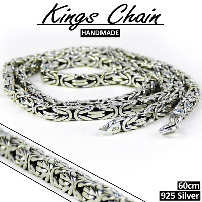 60 cm Genuine Hand Made Kings Chain Silver 925 Sterling 54 gr Byzantine ...