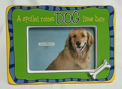 GANZ CERAMIC "SPOILED ROTTEN DOG" PICTURE FRAME 4x6 TREASURED MEMORIES ...