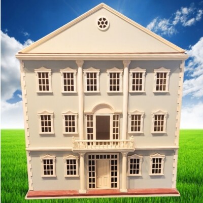 Vintage neo classical Georgian style dolls house with some miniature ...