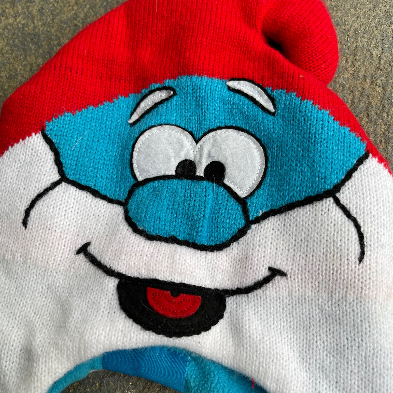 Vintage SMURFS PAPA SMURF Anime Safety Bear Beanie Hat - Gem