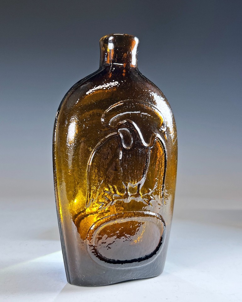 Fine Antique Stoddard Glass Double American Eagle Flask Bottle | eBay