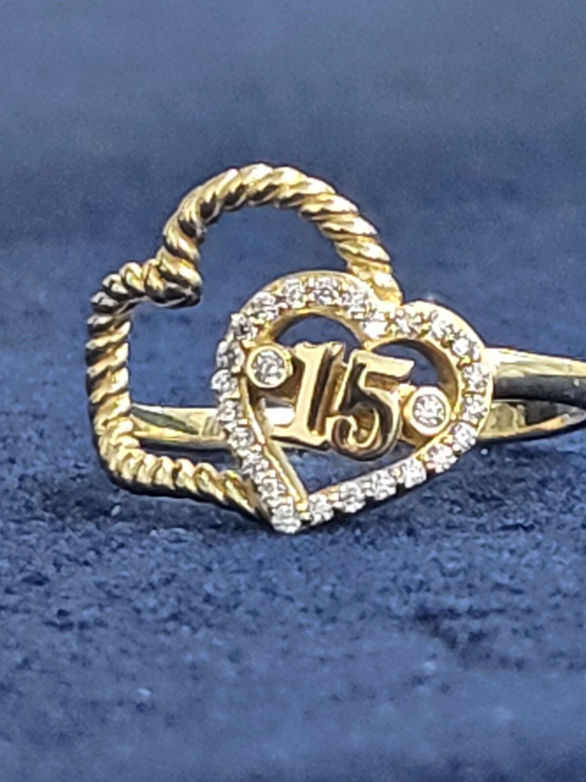 14k Gold Heart Quinceanera Ring, Sweet 15 Ring With 2… - Gem