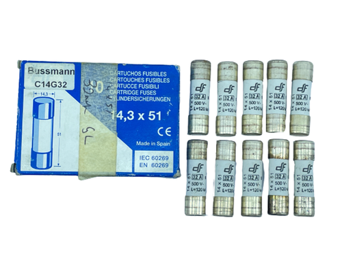 DF ELECTRIC 32A 500V 421032 Fuse 14x51 Ceramic Cylindrical Industrial ...