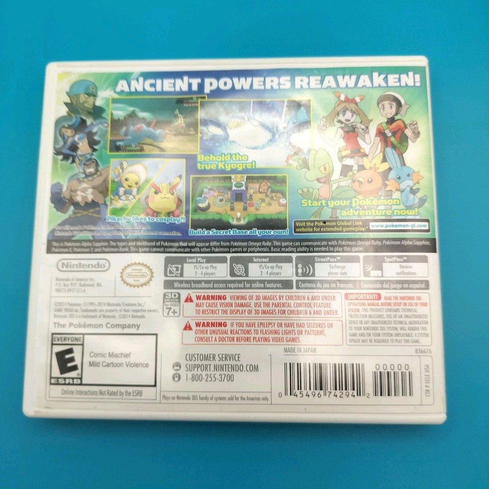 Case Insert Only No Game Pokemon: Alpha Sapphire Nintendo 3DS 2014 ...