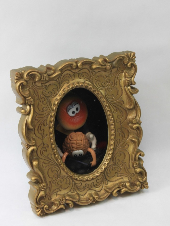 1996 David Gilhooly My Brain on Burgers Shadowbox Assemblage Funk Art ...