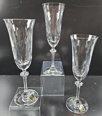 3 Oneida Fedora Fluted Champagne Glasses Set Vintage Crystal Clear ...