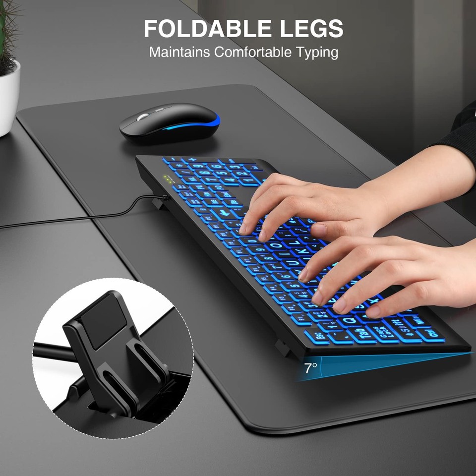 SABLUTE Large Print Backlit Keyboard, Wired USB Lighted Computer ...