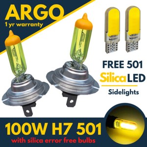 2x H7 Xenon Yellow Headlight Bulbs 499 100w Headlamp Led 501 Side light ...