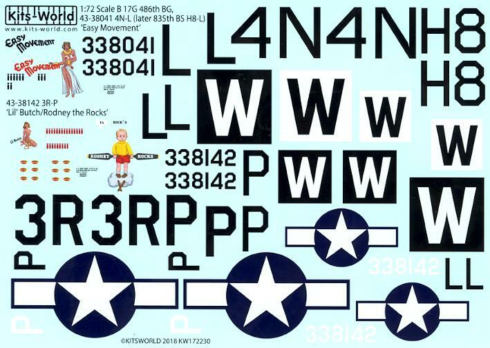 Kits World Decals 1/72 BOEING B-17G FLYING FORTRESS 486th BOMB GROUP ...